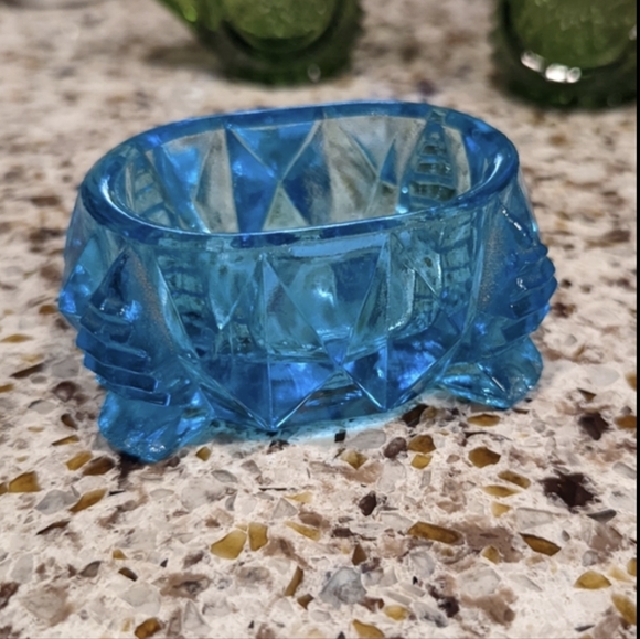 Vintage | Kitchen | 92s Blue Glass Footed Salt Cellar | Poshmark